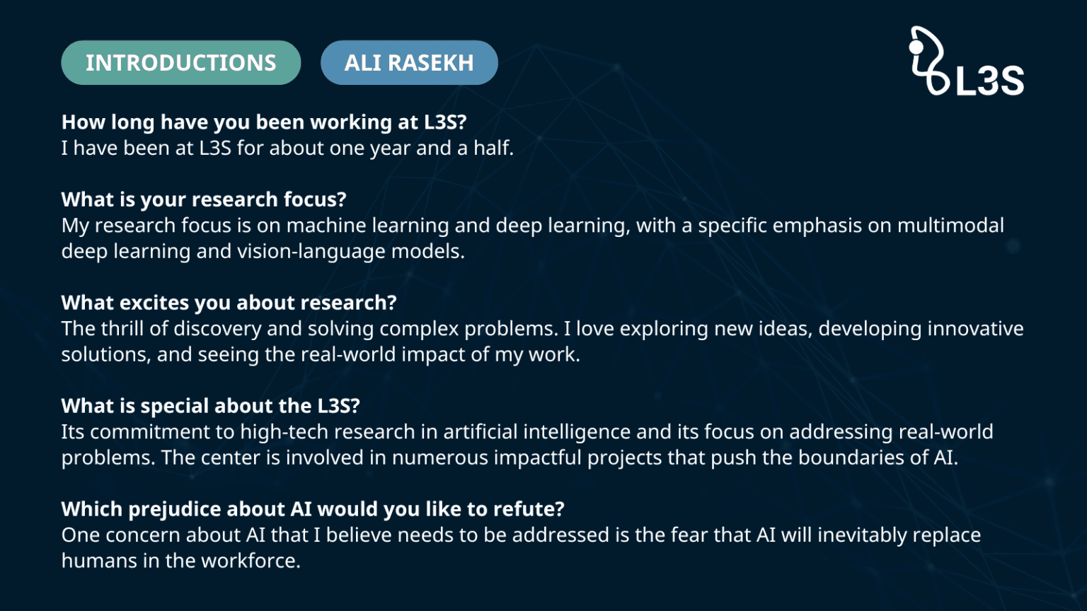 Introducing: Ali Rasekh - L3S Research Center